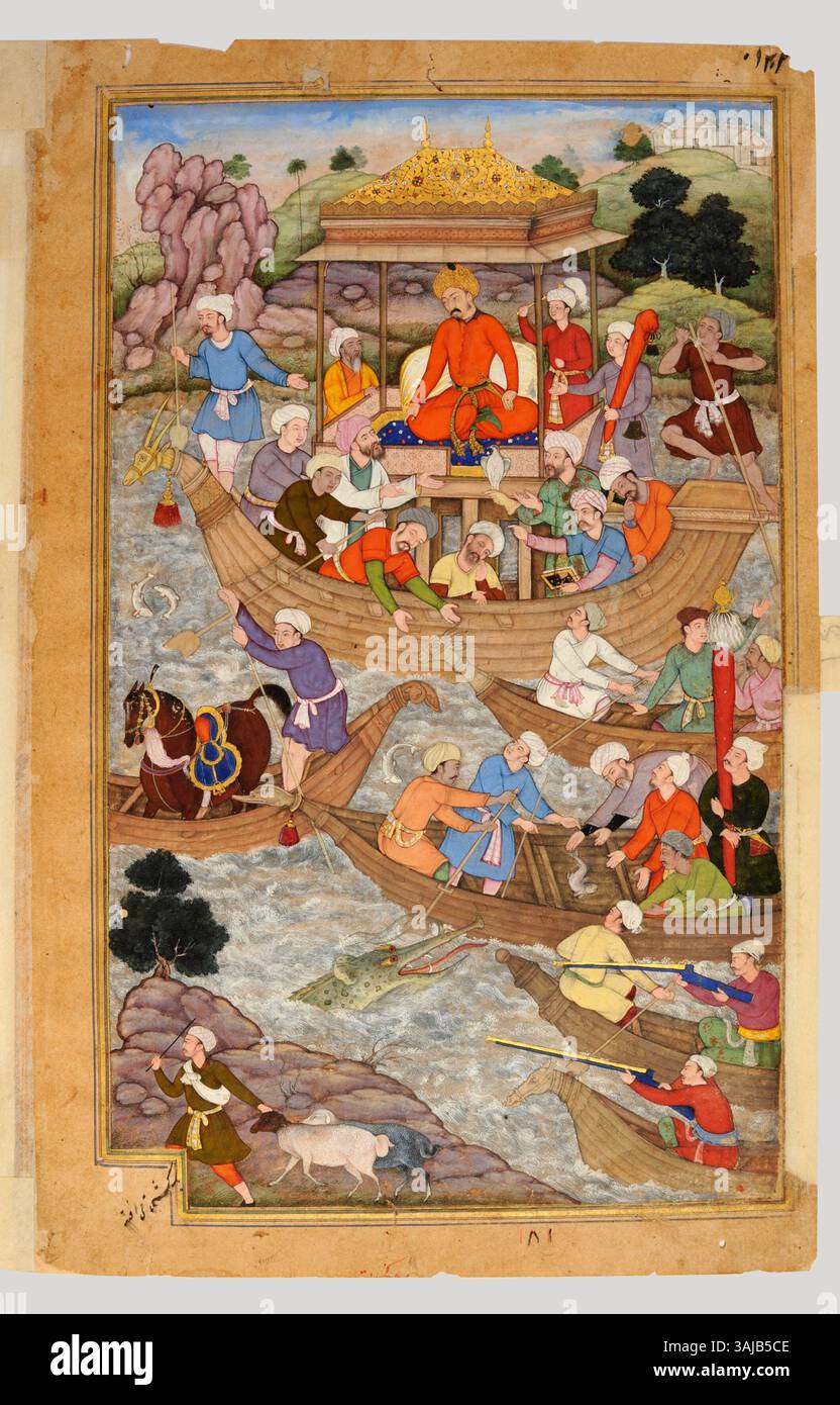 This 1598 painting from the Babur Nama manuscript shows Babur, the ...