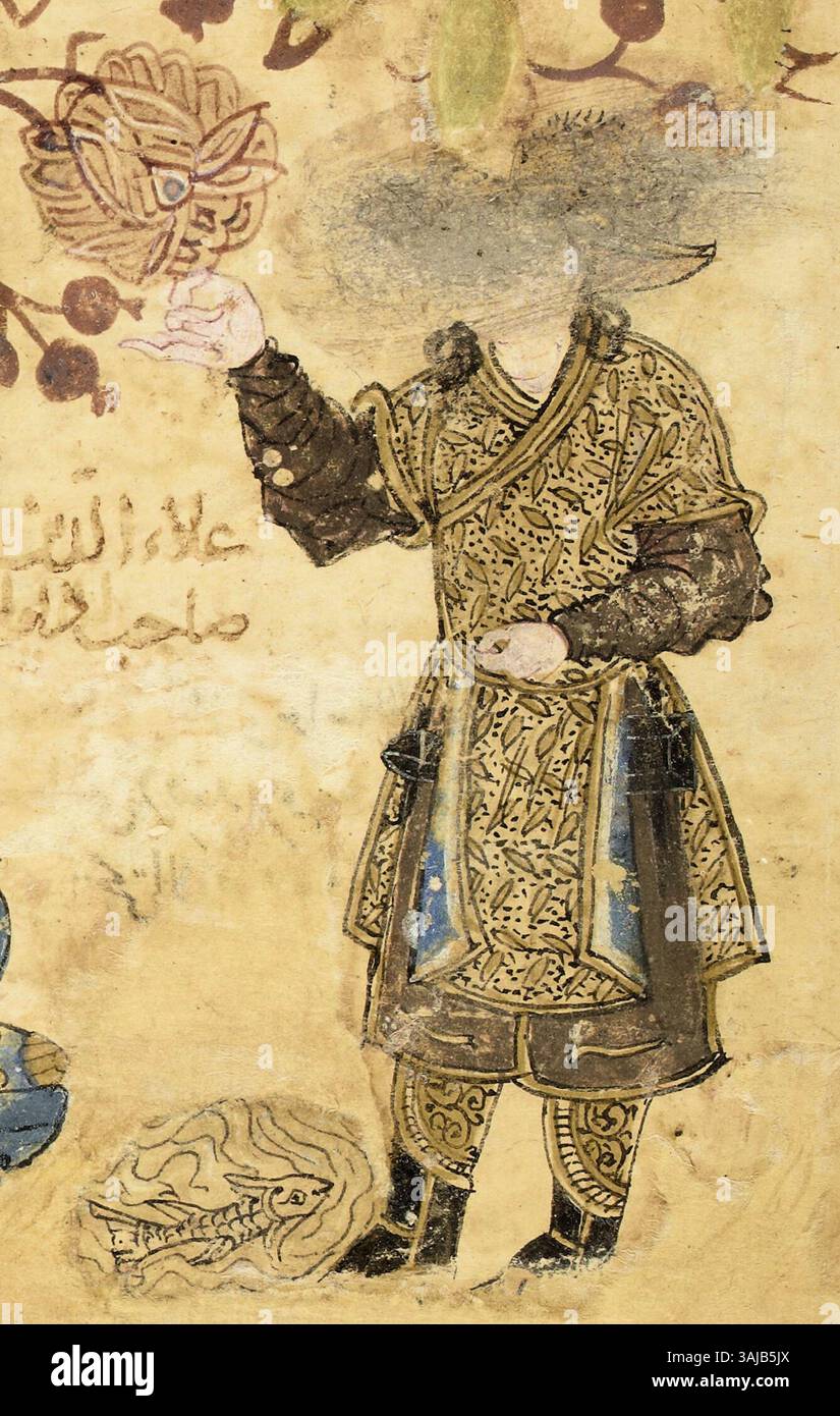 An illustration of Arghun, a Mongol ruler, from the 'Trkh-i Jahn-Gush ...