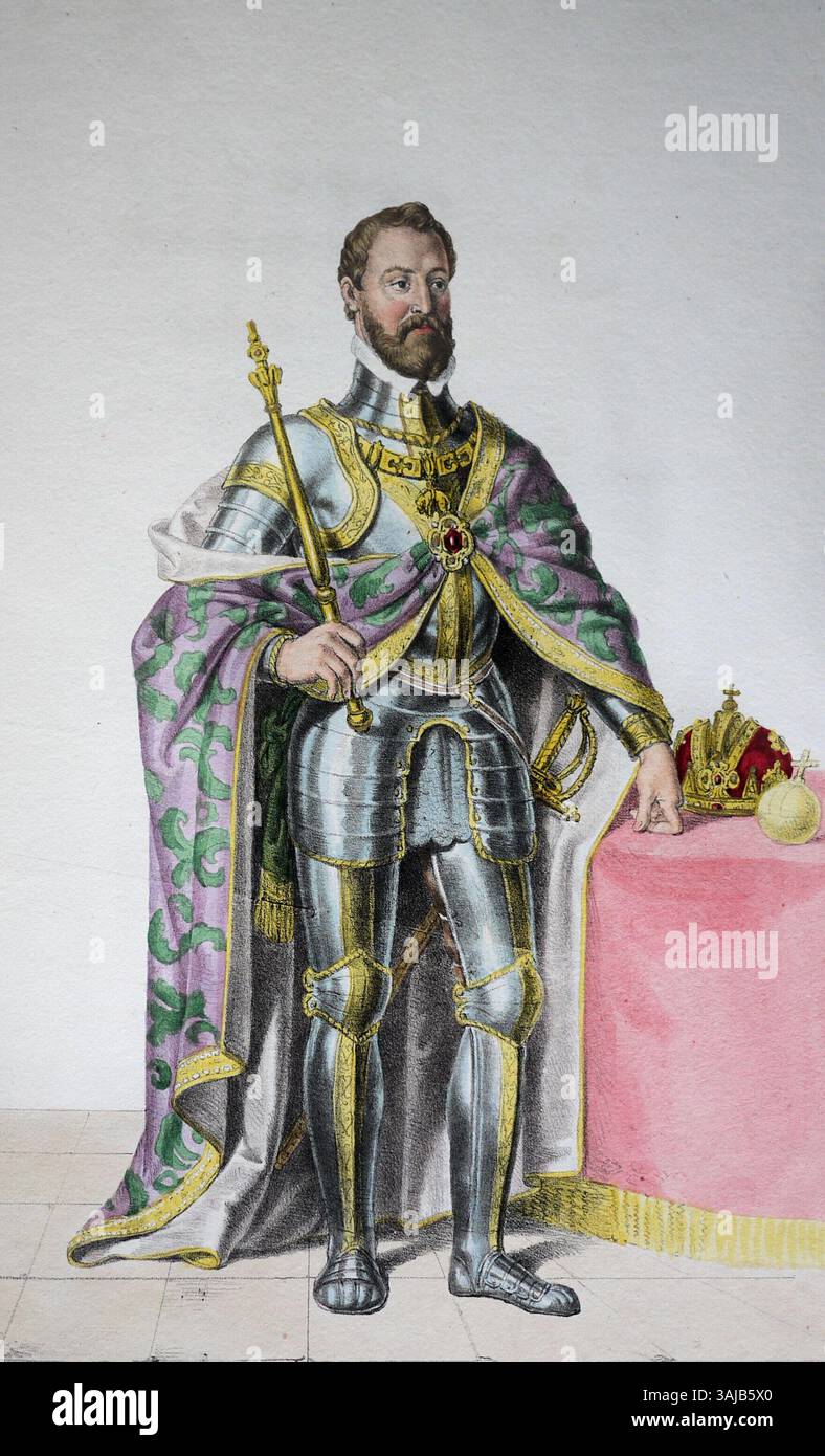 Lithograph of Maximilian II (1527-1576), Holy Roman Emperor, created by ...