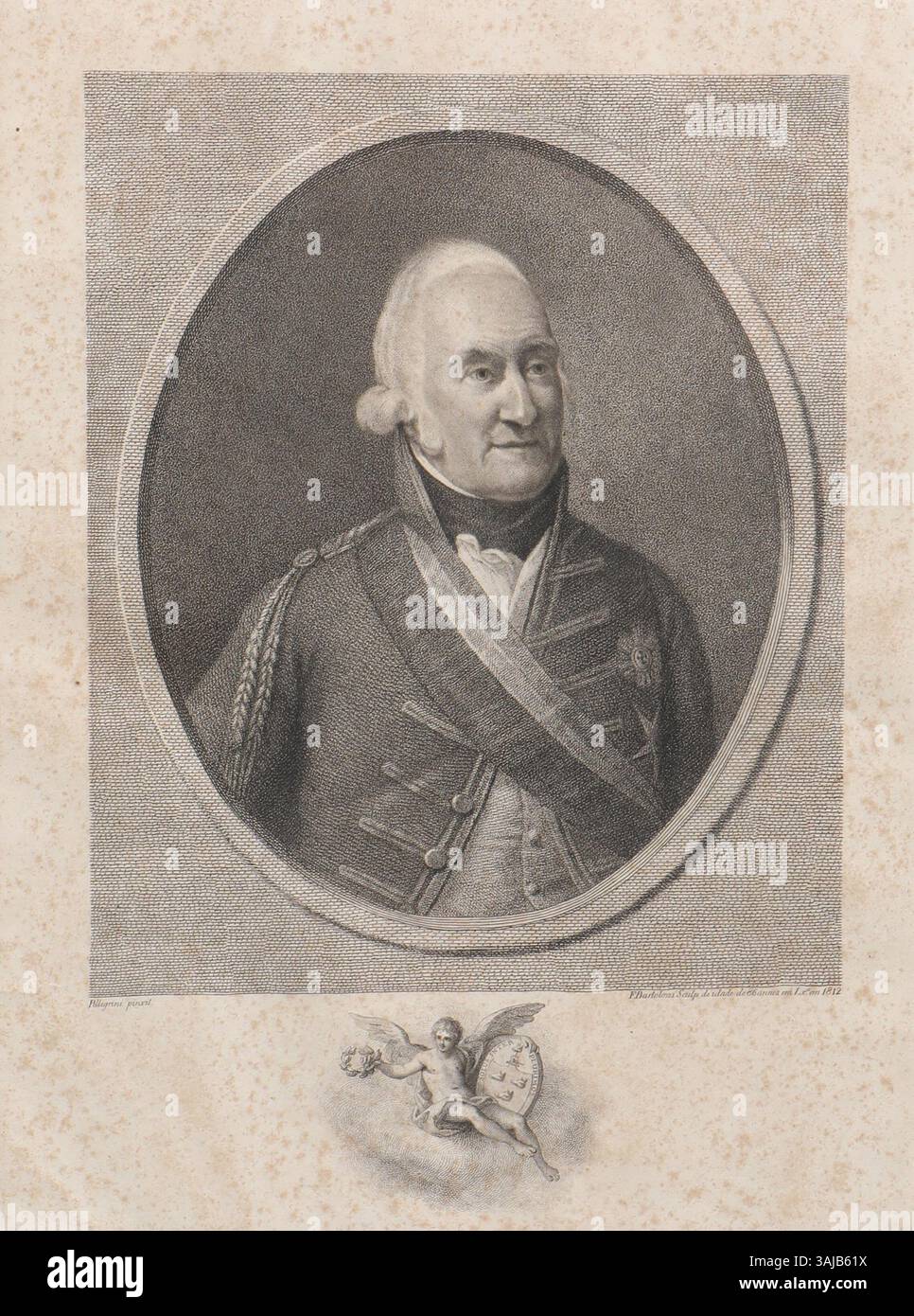 1812 engraving by Francesco Bartolozzi of a portrait painting of ...