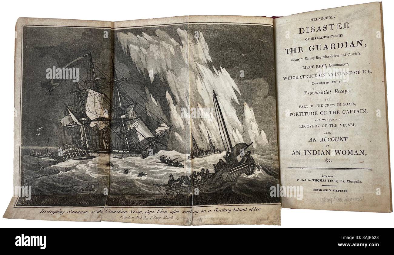 This 1809 artwork depicts the melancholy disaster of H.M.S. Guardian ...
