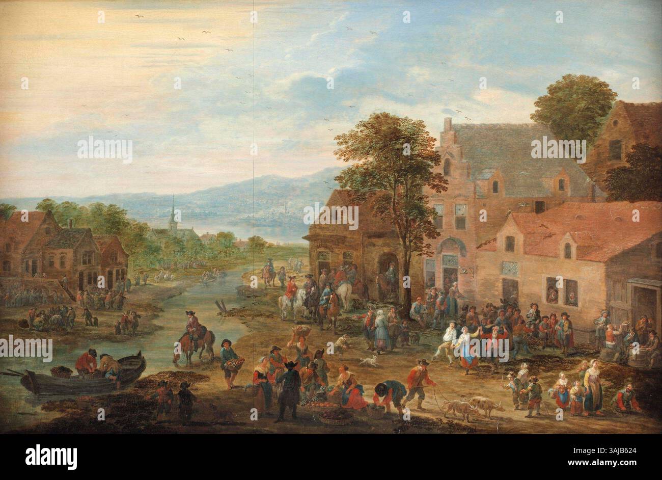 *Townscape with Fruit Vendors* by Mathys Schoevaerdts, painted between ...