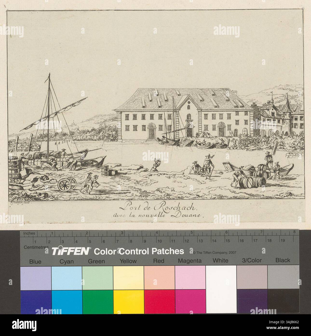 A 1770–1800 etching by Matthias Pfenninger showing the harbor and new ...