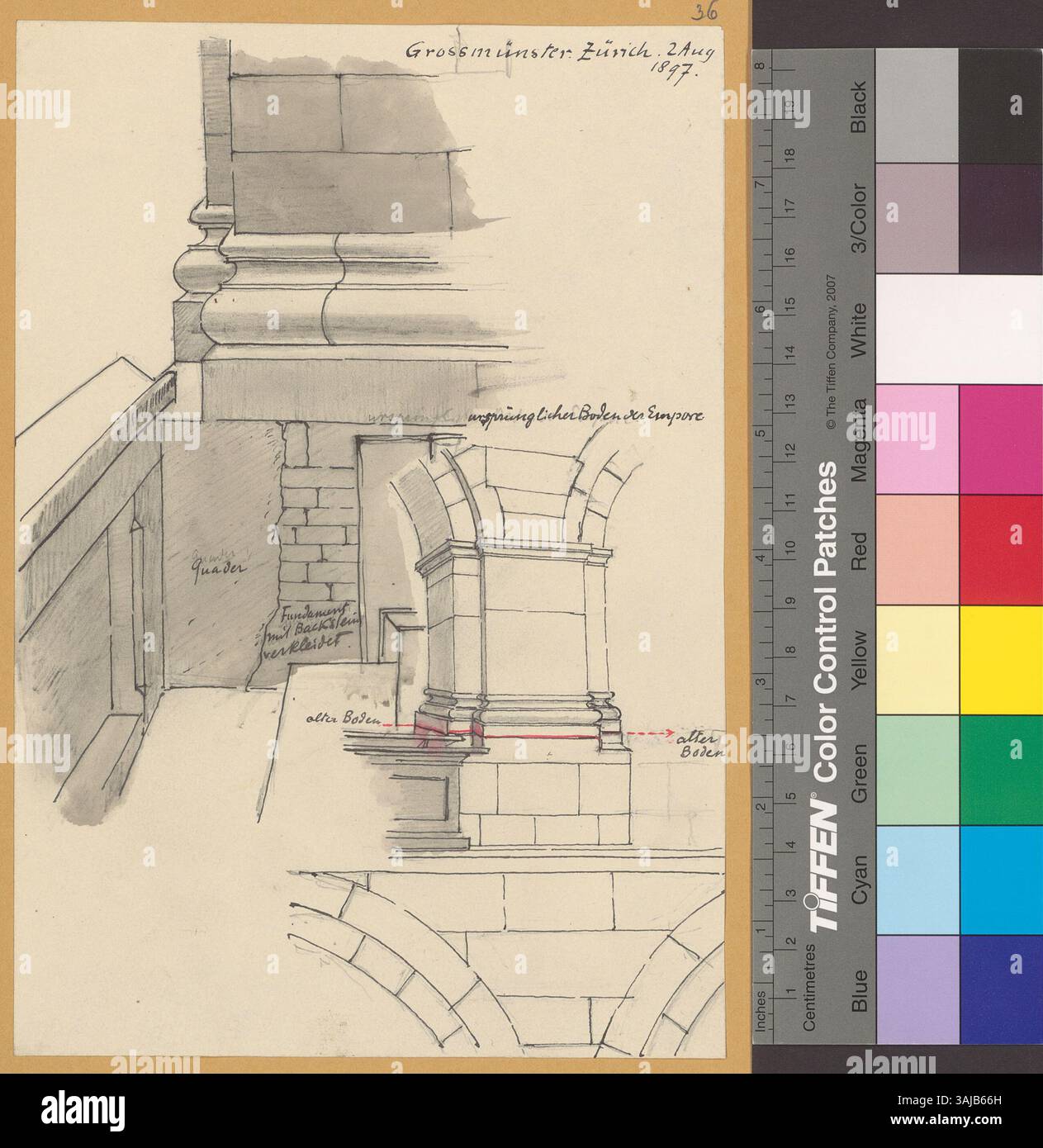 This 1897 illustration by Johann Rudolf Rahn shows the base of a pillar ...