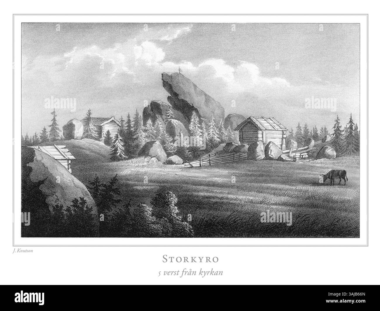 'Storkyro 5 verst från kyrkan' is a lithograph by Johan Knutson that ...