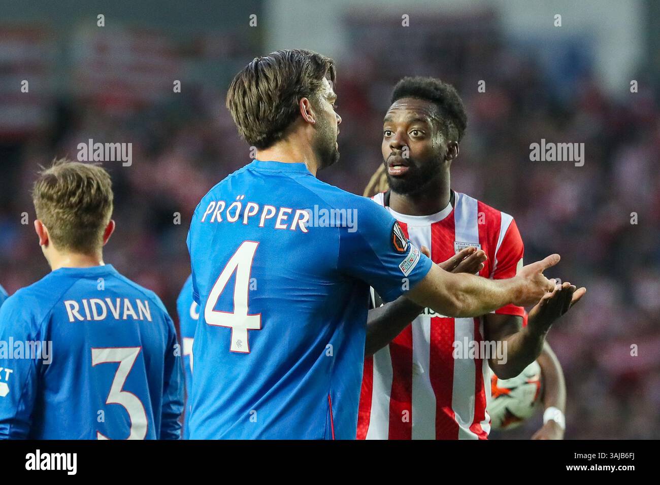 10 April 2025. Glasgow, UK. Rangers played Athletic Club at Ibrox ...