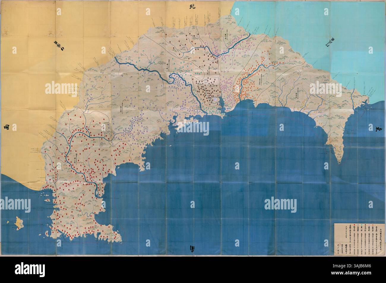 The Tenp Kuniezu map of Tosa Province, created in 1838, is a ...