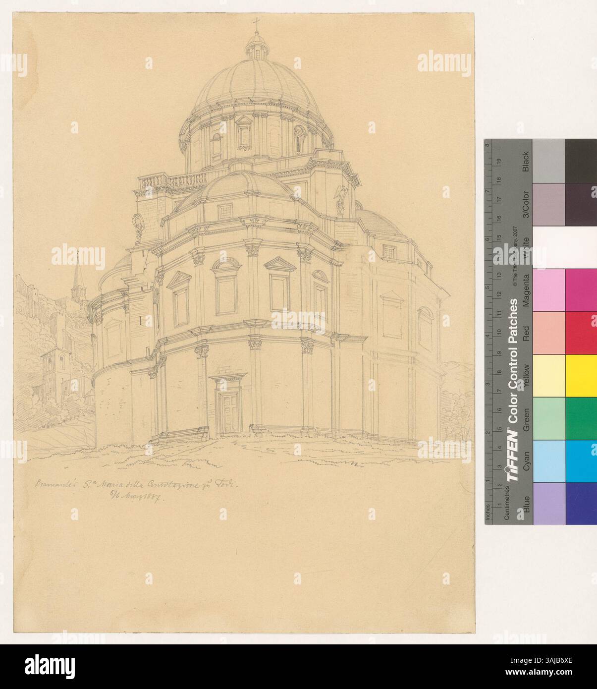 This print shows Bramante's design for the Church of Santa Maria della ...