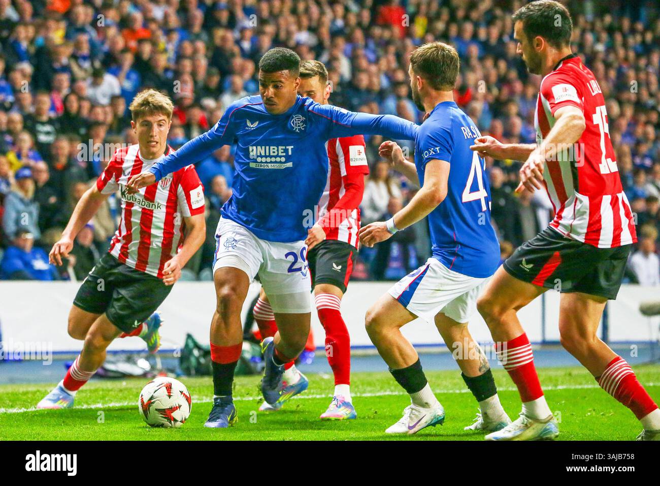 10 April 2025. Glasgow, UK. Rangers played Athletic Club at Ibrox ...