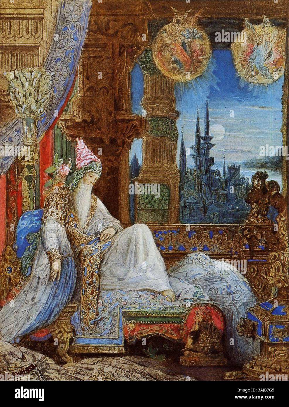 Gustave Moreau’s watercolor 'The Dream Haunting the Mogul,' created ...