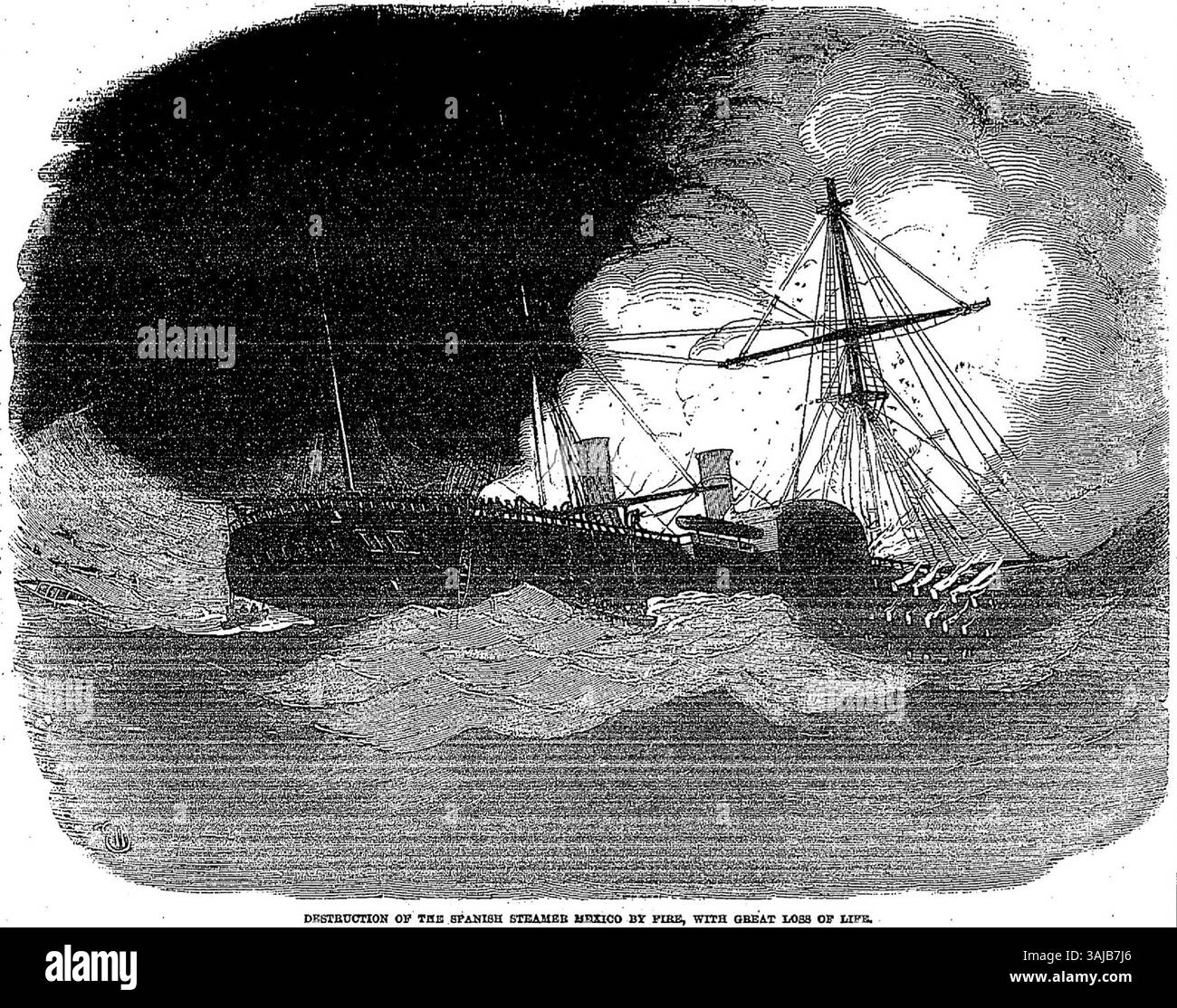 The illustration from The Penny Illustrated Paper depicting the fire ...