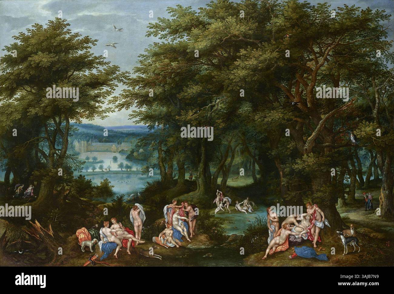 Denis van Alsloot's 1614 painting depicts a forest landscape with Diana ...