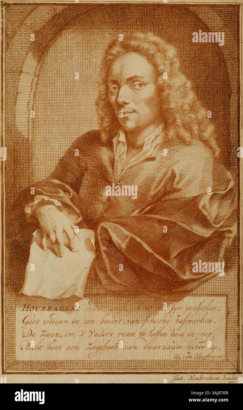 The 1718 engraving by Jacobus Houbraken, titled 'Auteursportret ...
