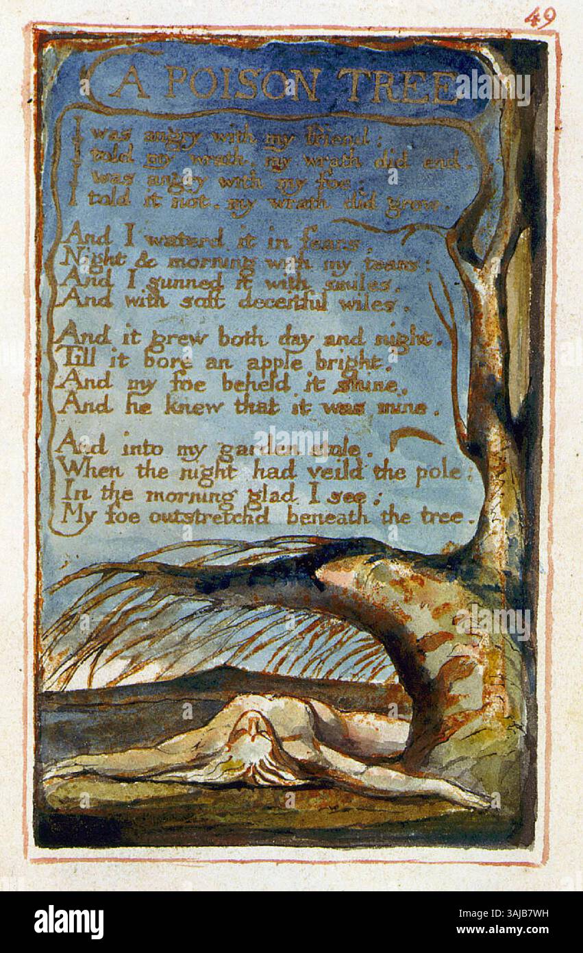 William Blake's engraving, 'A Poison Tree,' created in 1826, explores ...