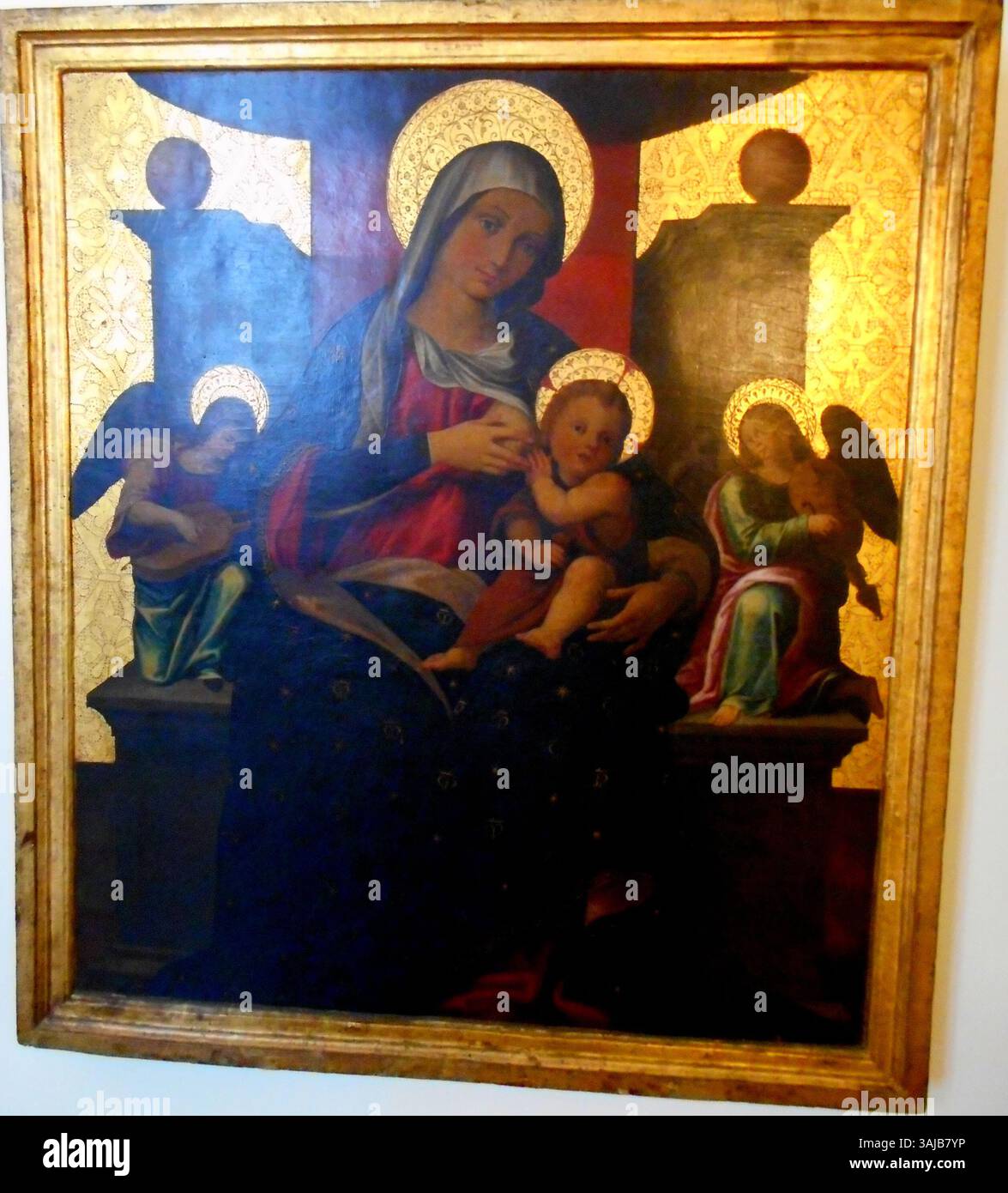 A 16th-century Neapolitan painting depicting the Virgin Mary nursing ...