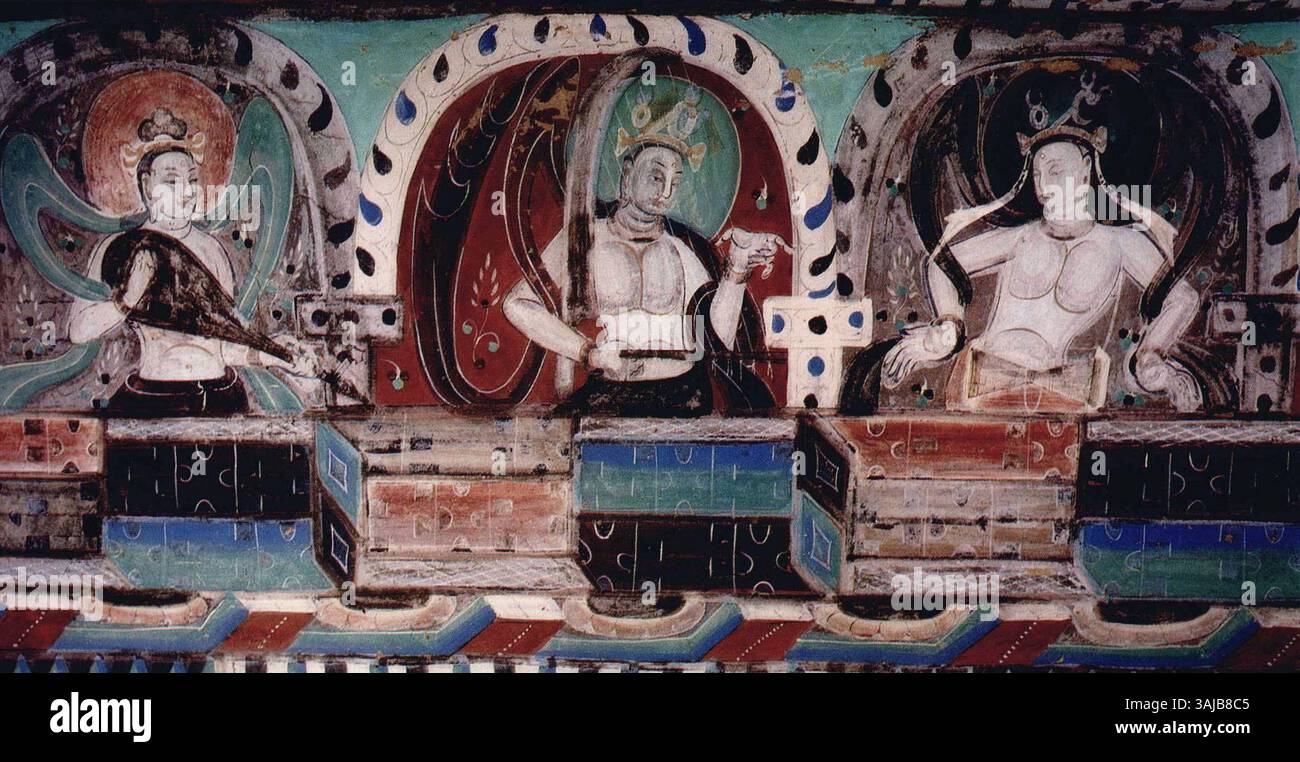 This painting from the 6th century depicts Devatas at the balcony in ...