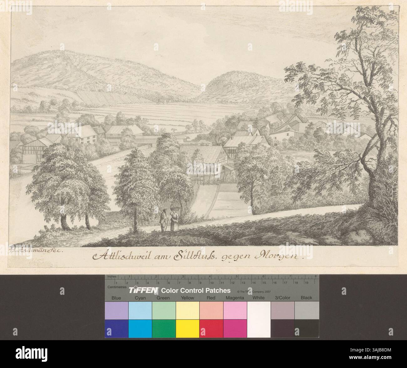 This 1770-1790 period drawing shows Attlischweil, located near the Sill ...