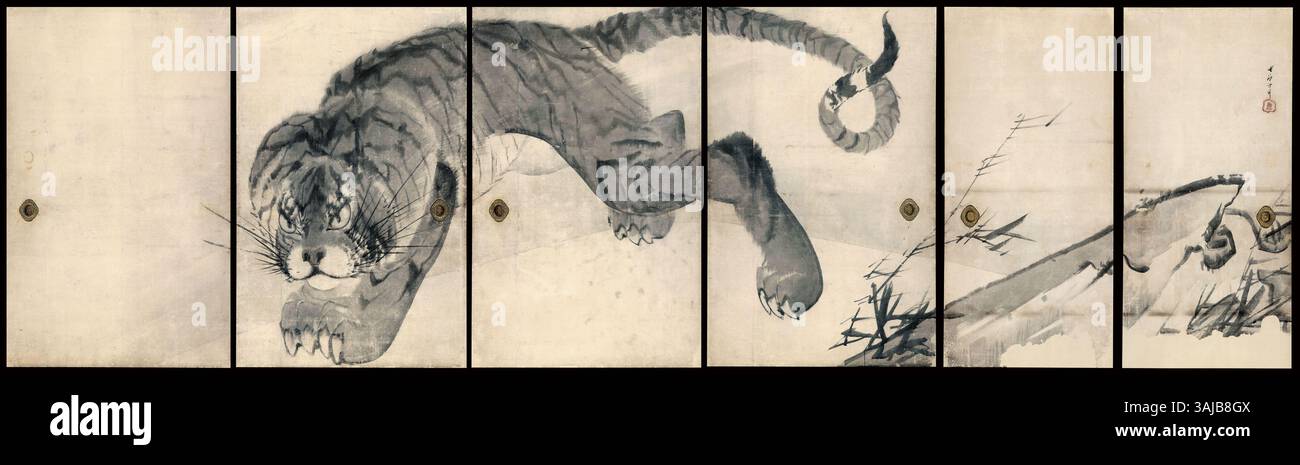 Tiger (1786) by Nagasawa Rosetsu is a Japanese fusuma painting, created ...