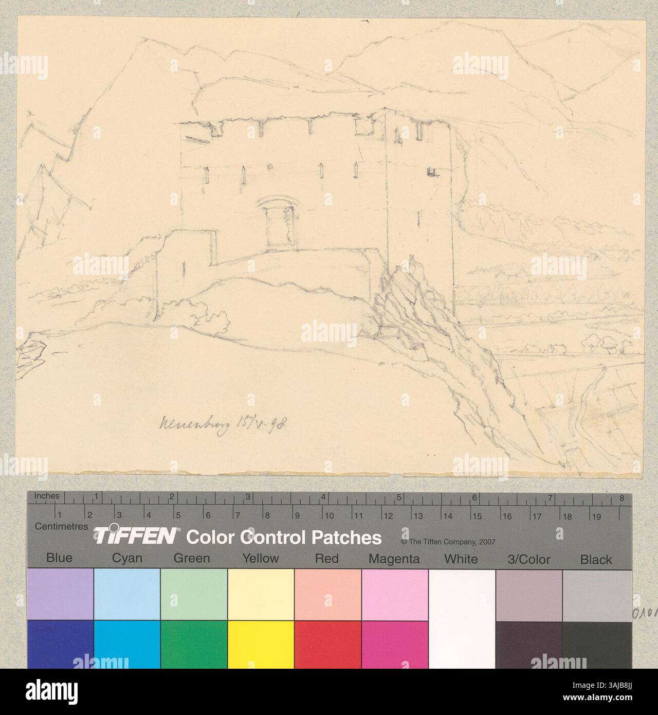 This 1898 drawing by Johann Rudolf Rahn shows an exterior view of the ...