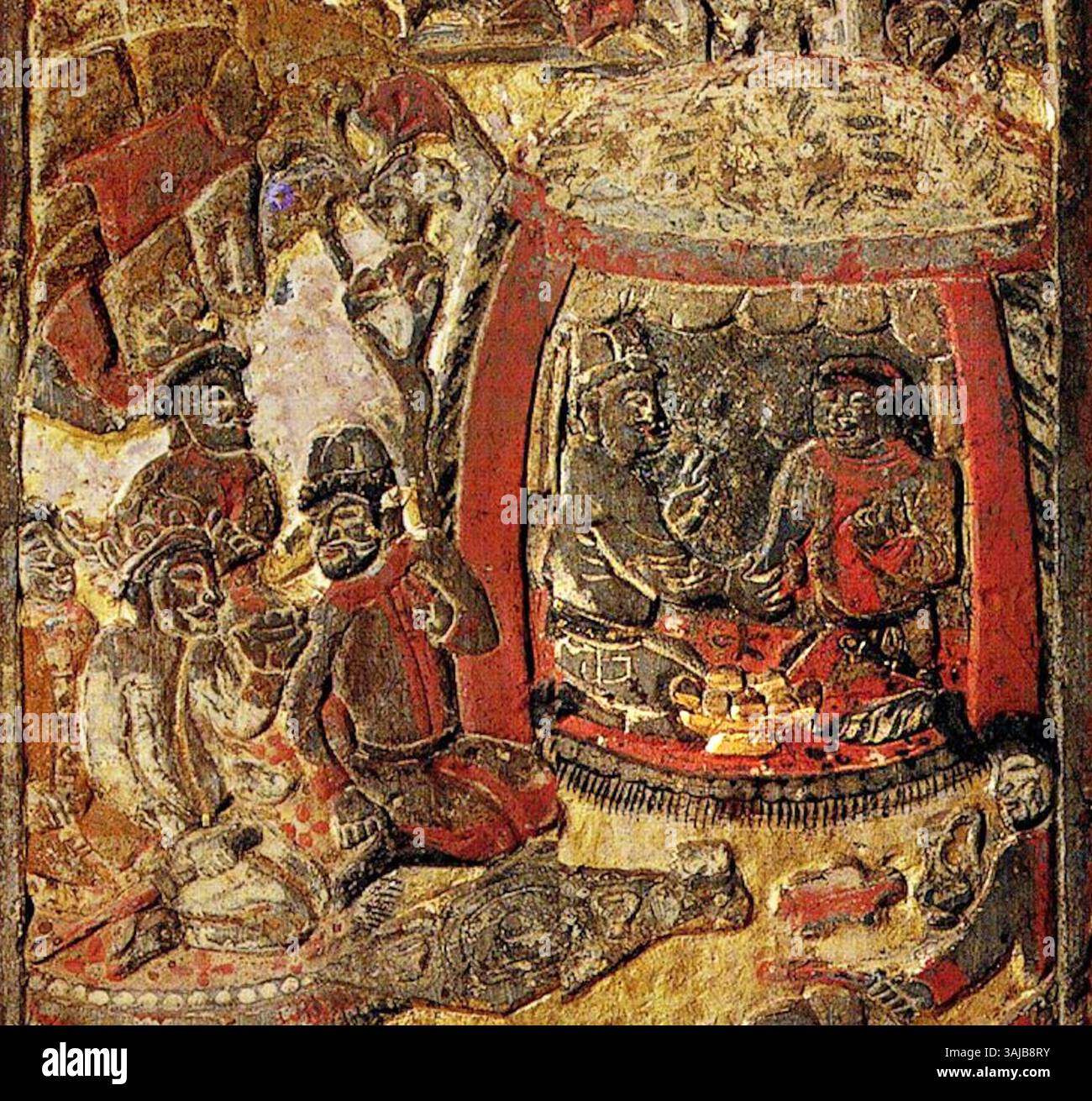 This 6th-century CE artwork, depicting An Jia with a Turkic chieftain ...