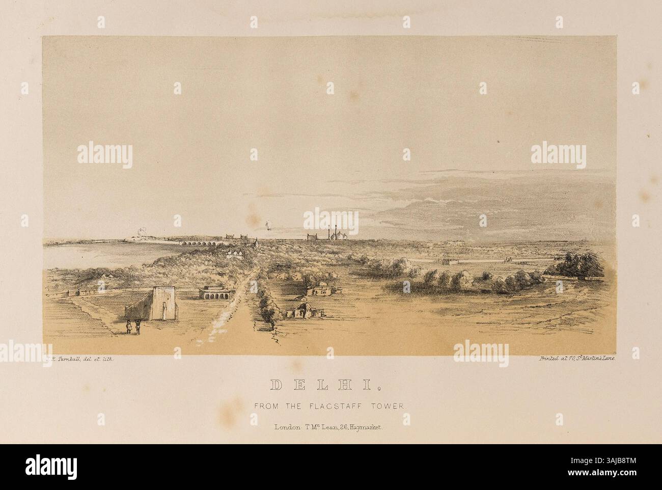 View of Delhi from the Flagstaff Tower, lithographed in 1858 during the ...