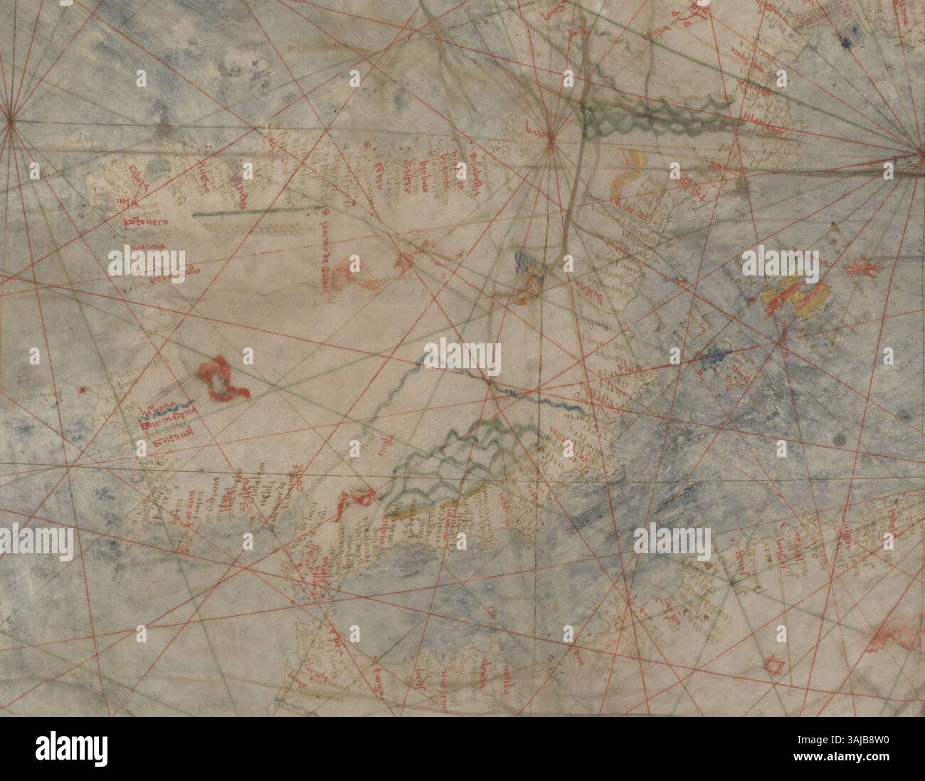 This anonymous 15th-century portolan chart focuses on the Iberian ...
