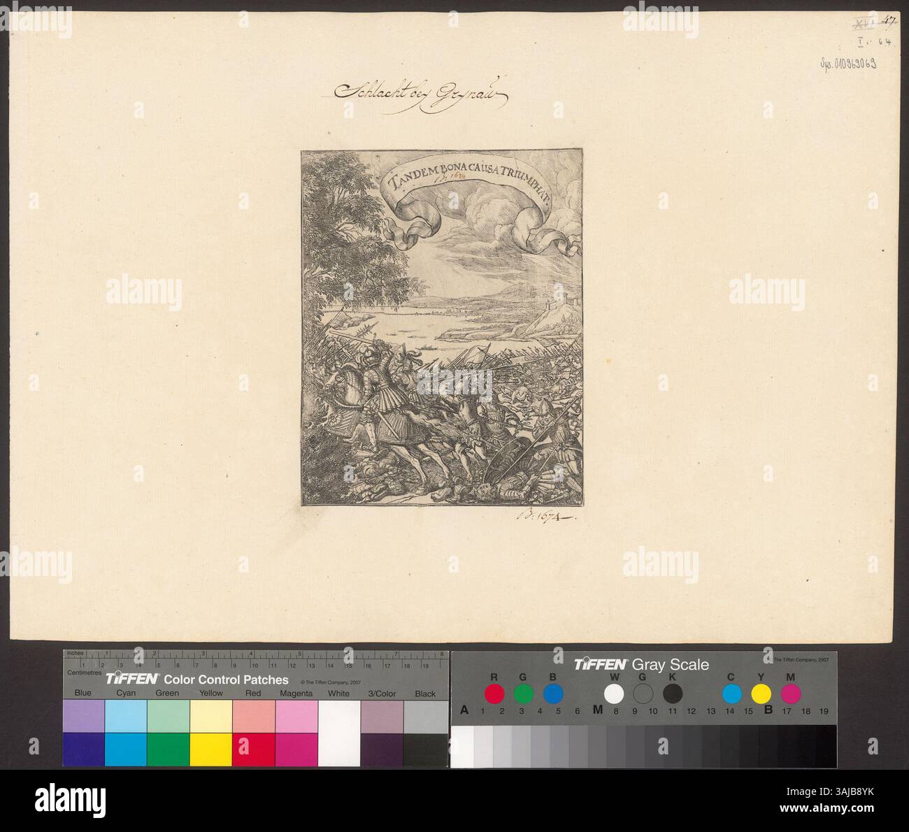 An engraving from 1674 depicting the battle at Grynau Castle between ...