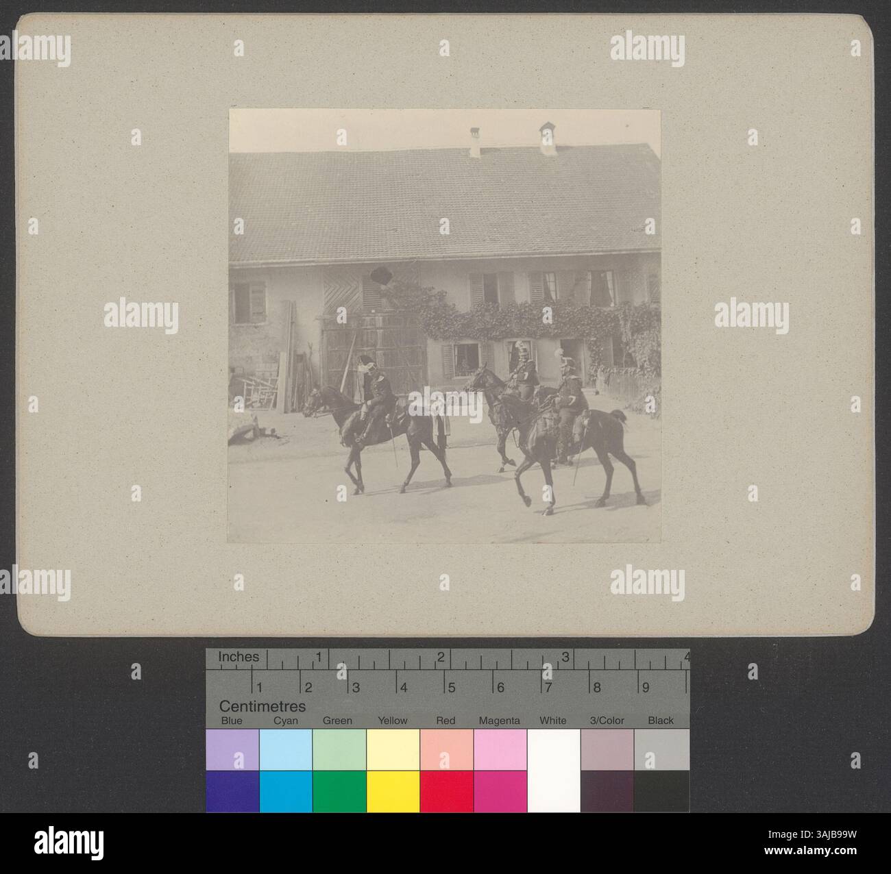 This 1901 photograph by Robert Breitinger shows three mounted soldiers ...