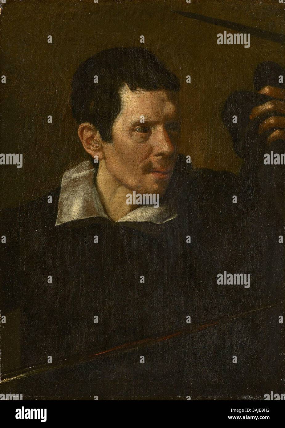 A portrait of a man with a sword, painted in the style of Diego de ...