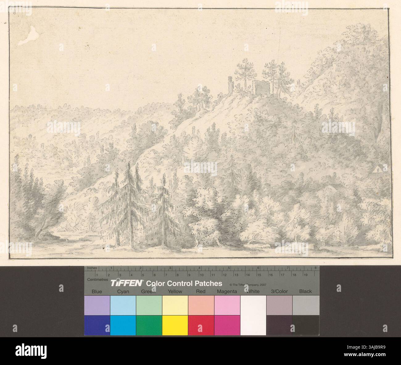 This 18th-century drawing depicts the ruined Castle Manegg, located on ...