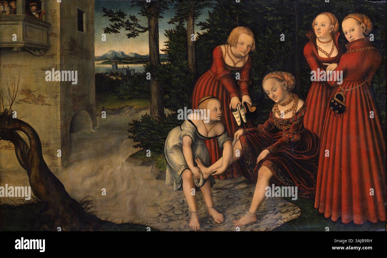 This painting, 'David and Bathsheba' by Lucas Cranach the Younger, circa 1537, depicts the ...