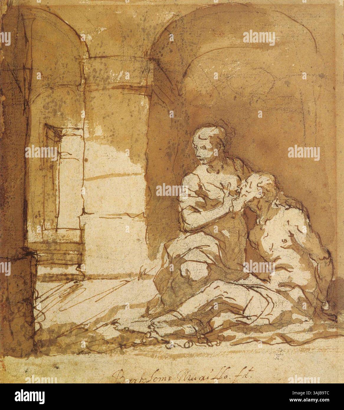 Roman Charity (Caritas Romana), a drawing by Bartolomé Esteban Murillo ...