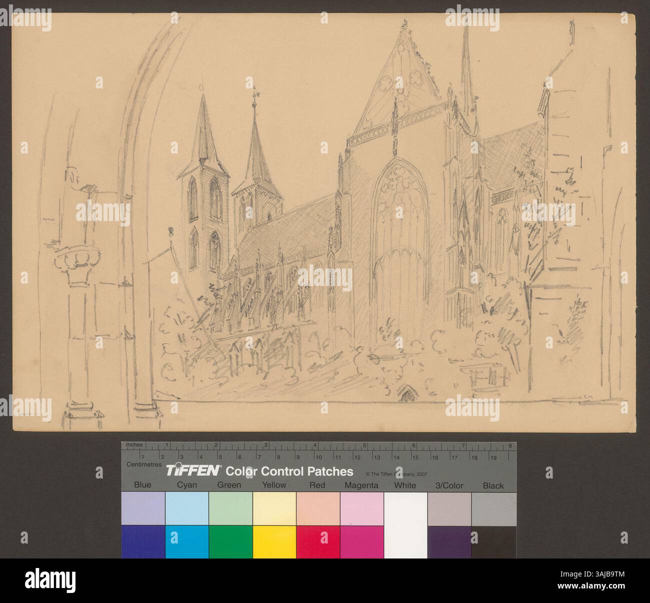 This 1857 drawing by Johann Rudolf Rahn depicts the exterior view of the Benedictine Monastery ...