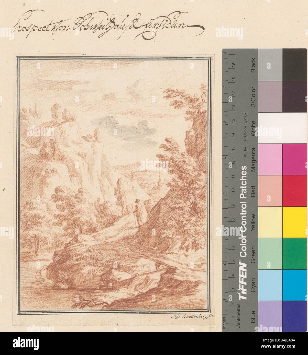 This 1760-1770s drawing by Johann Rudolph Schellenberg depicts a view ...