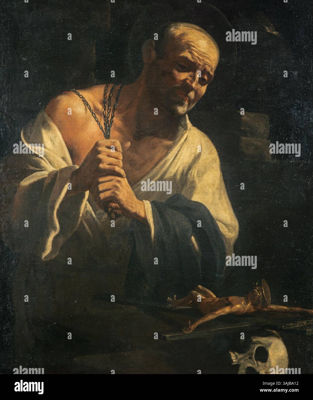 This painting from the Italian School, circa 1630, depicts a hermit ...