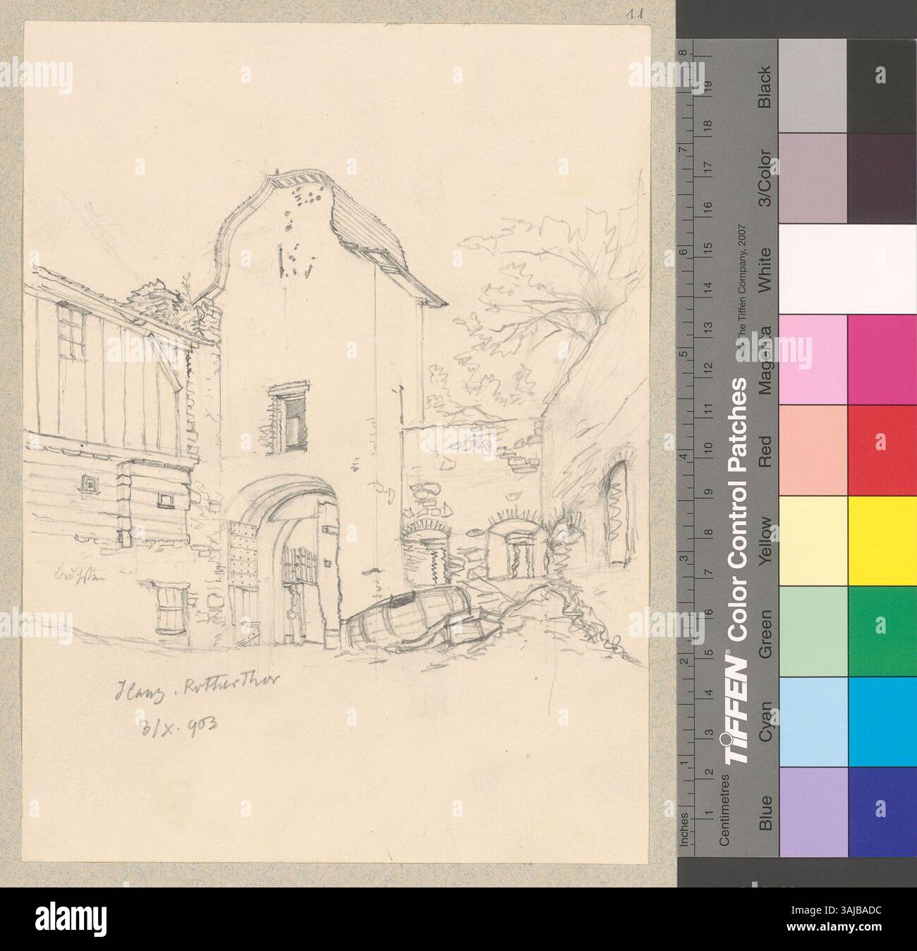 This image depicts the Red Gate (Rothes Tor) in Ilanz, Switzerland ...