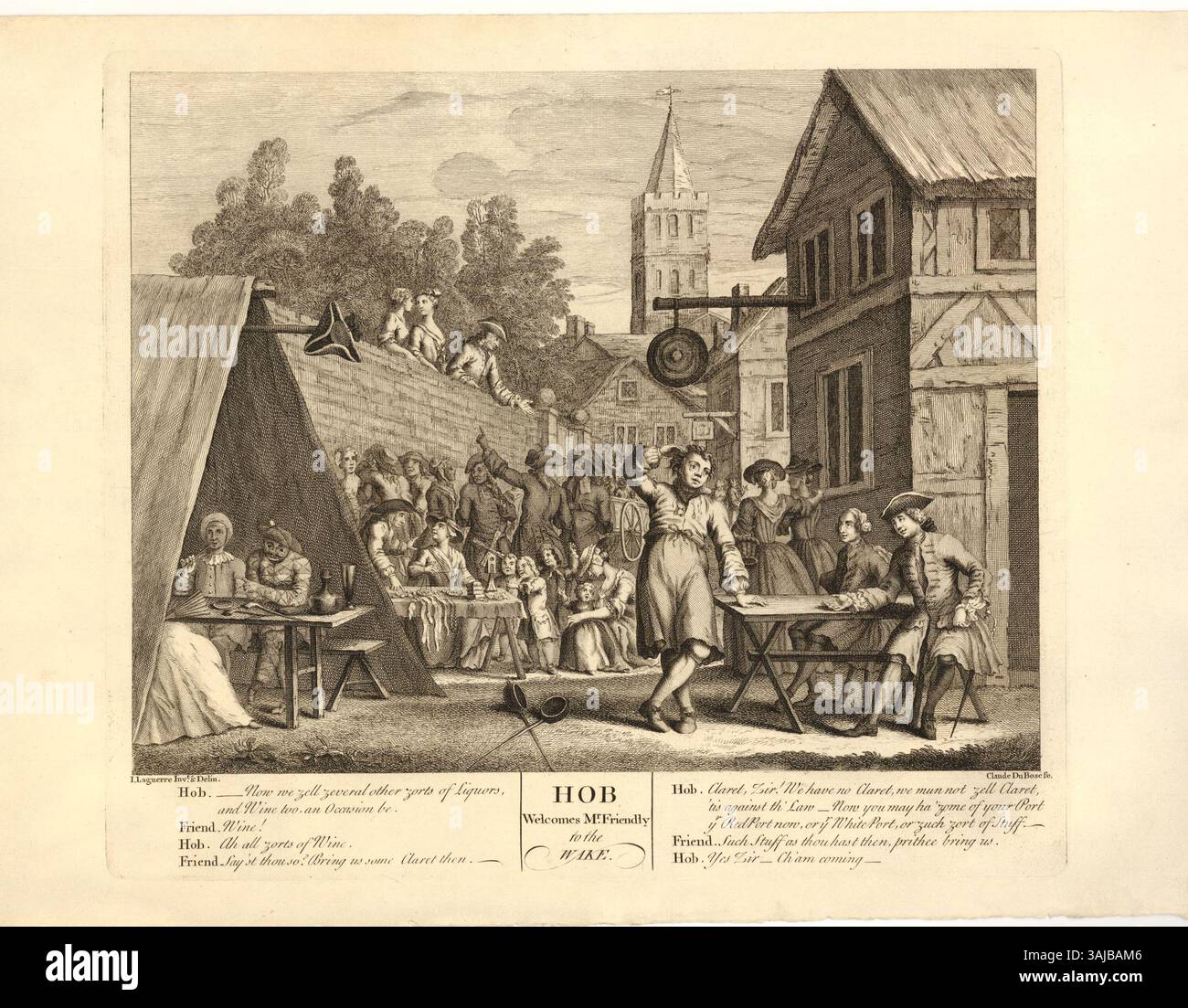 This print by Claude Du Bosc after John Laguerre, circa 1745, depicts a ...