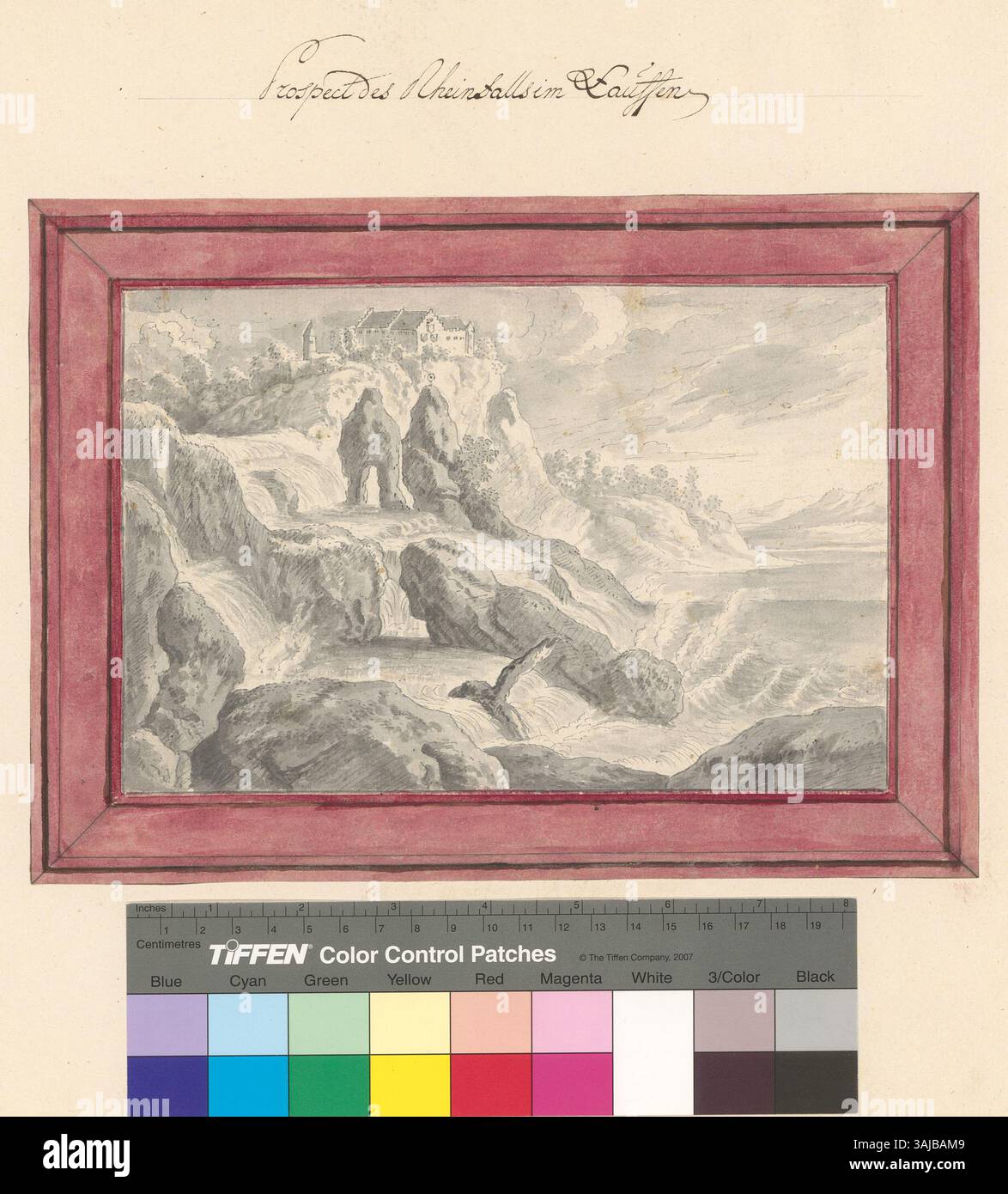 This 1673-1713 drawing by Felix Meyer shows the Rheinfall at Laufen ...