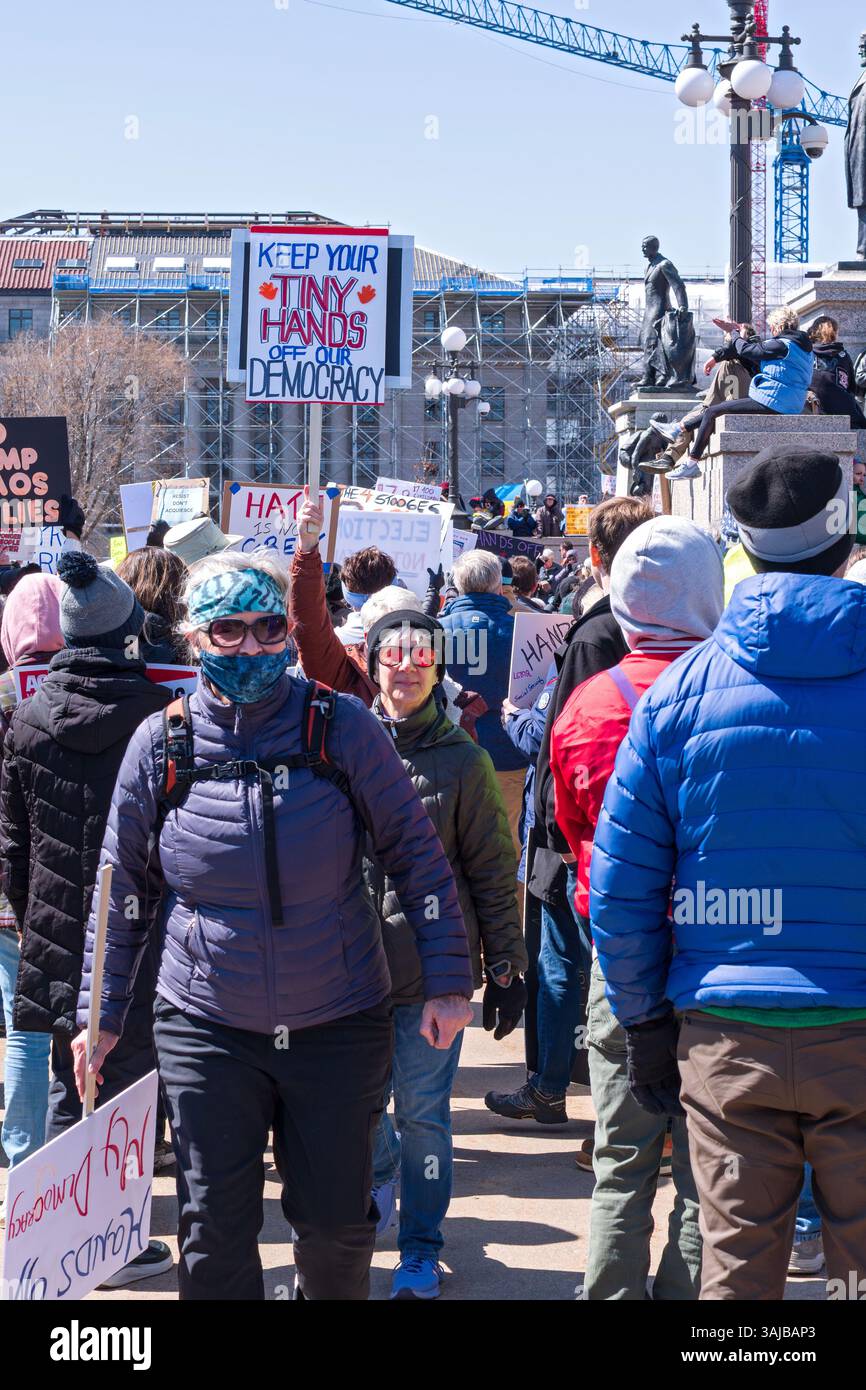 Saint Paul, Minnesota - April 5, 2025: Demonstrators rally at Minnesota ...