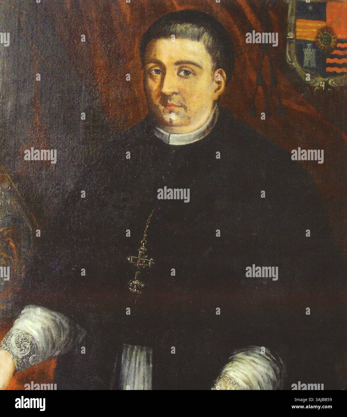 This 19th-century oil painting depicts Francisco Antonio de la Dueña y ...