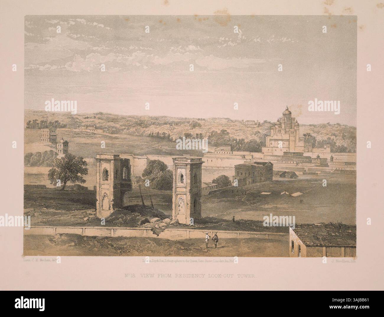 This lithograph by Mecham shows the view from the Residency Look-Out ...