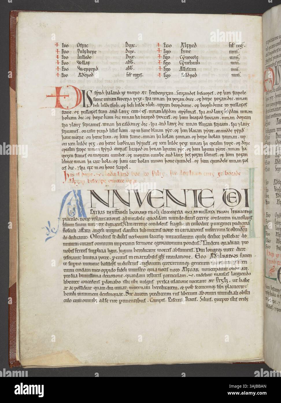A page from the Codex Wintoniensis (St Swithun Cartulary), illuminated ...