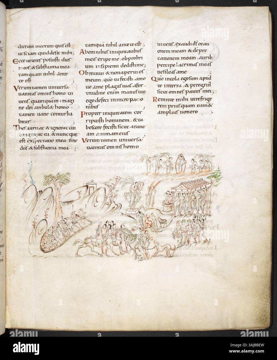 This page from the *Psautier Harley* (circa 1000-1050) illustrates ...