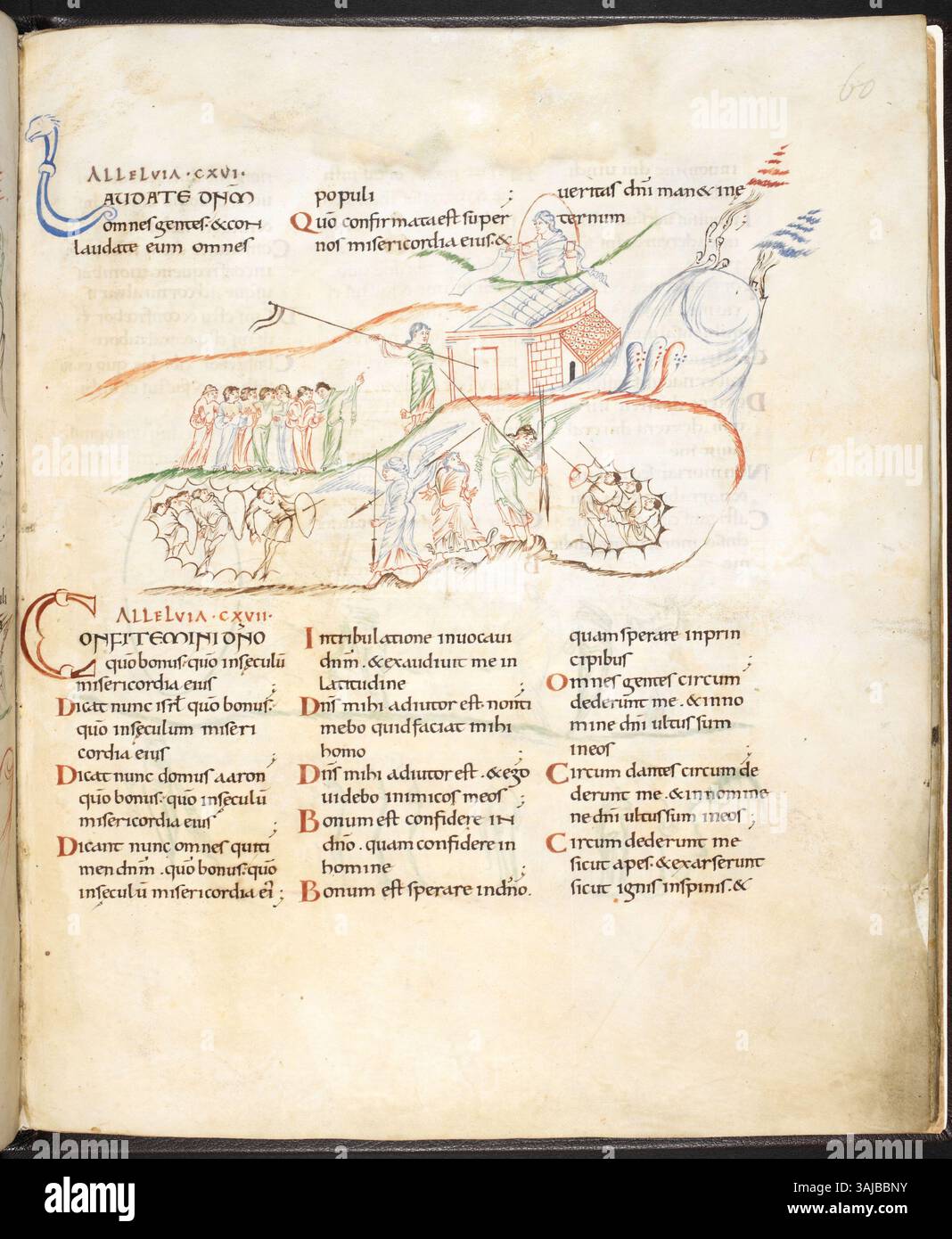 This illuminated page from the *Psautier Harley* (circa 1000-1050 ...