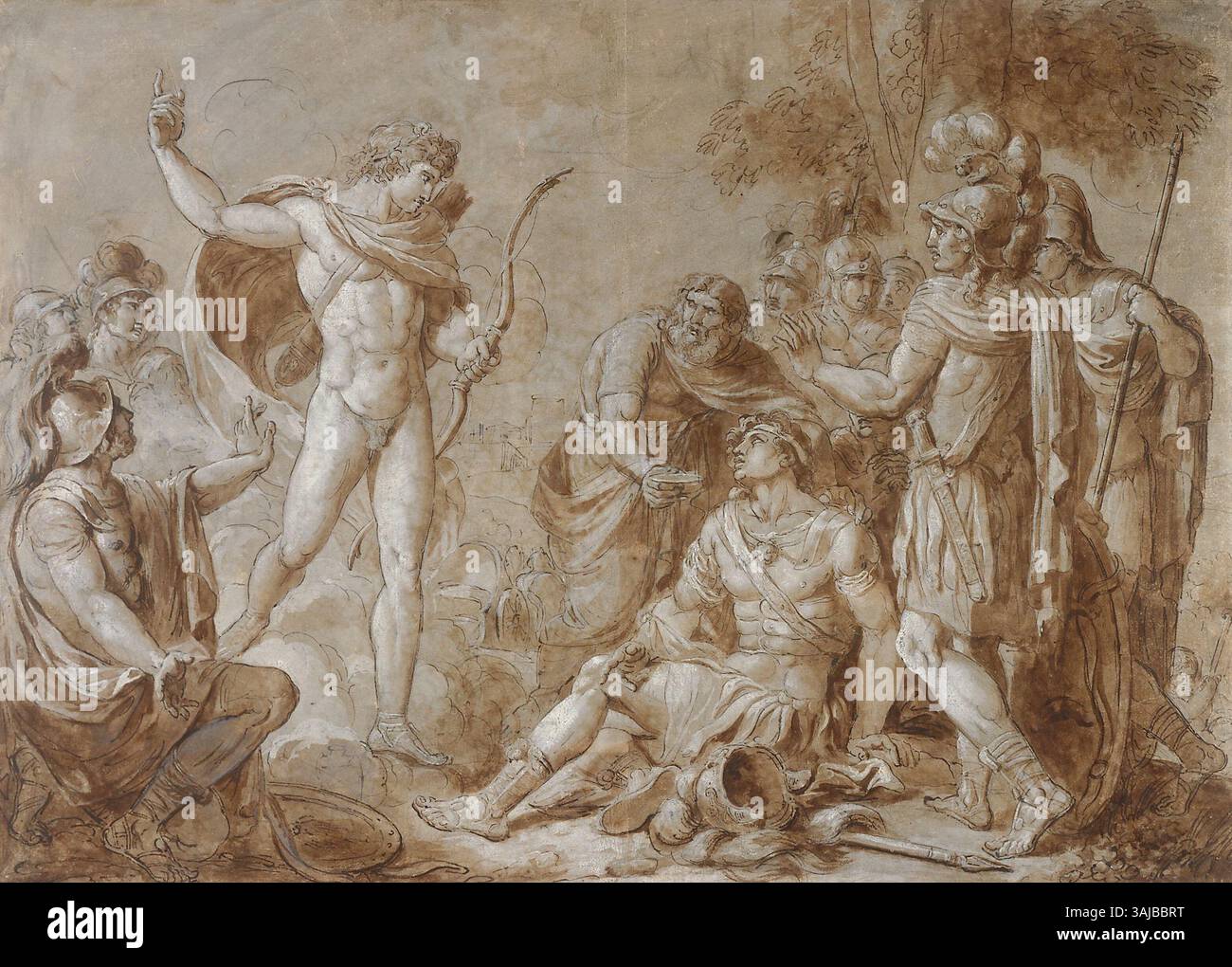 This drawing depicts Apollo, commanded by Zeus, healing Hector and ...