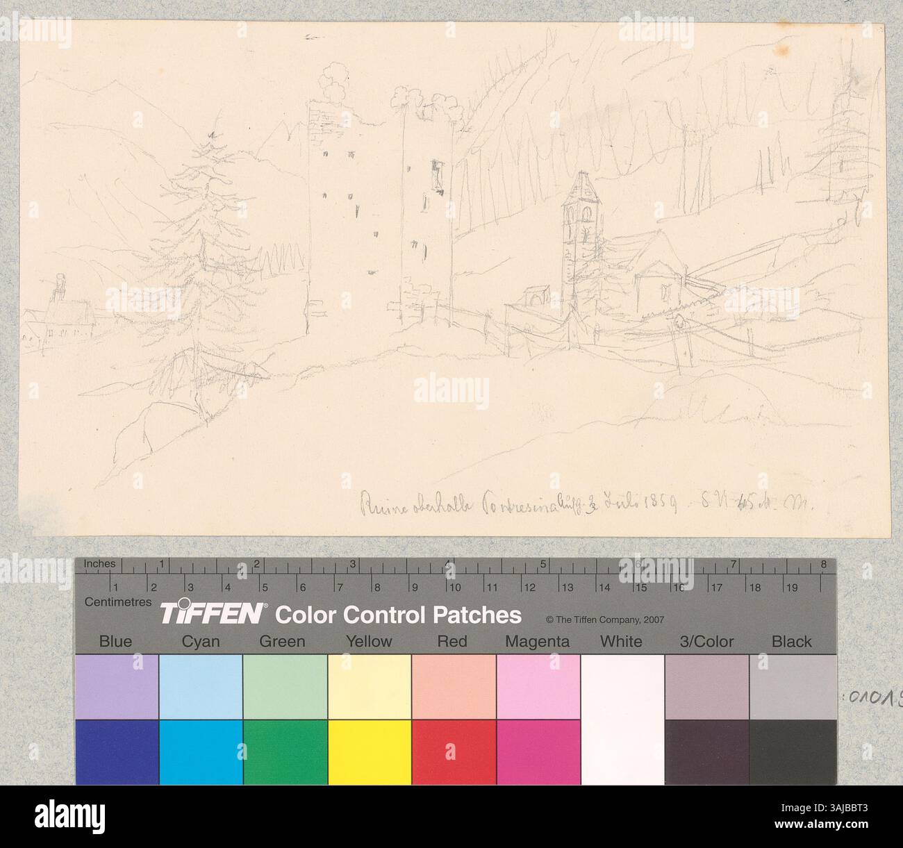 This 1859 drawing by Johann Rudolf Rahn shows an exterior view of the ...
