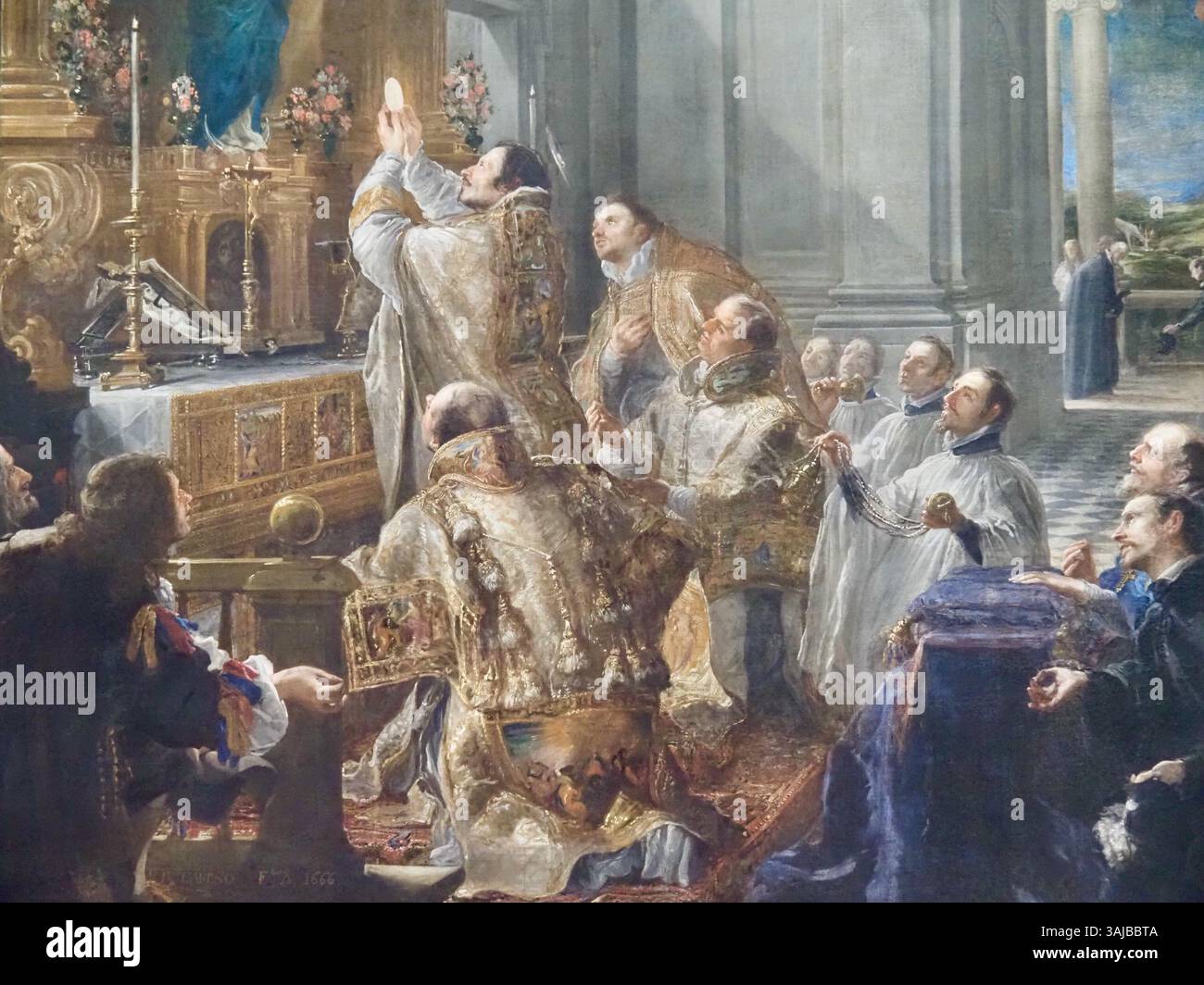 This 1666 oil painting by Juan Carreño de Miranda depicts the Mass of ...