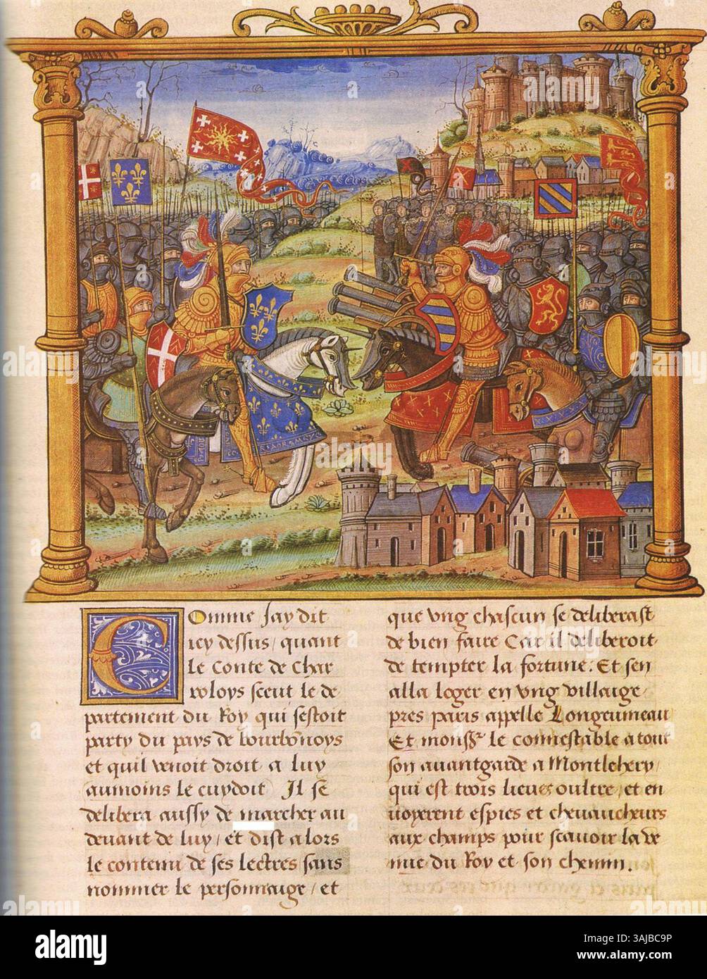 A page from Philippe de Commines' memoirs, illustrating the Battle of ...