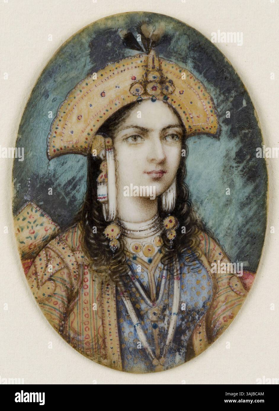 This 17th-century portrait of Mumtaz Mahal, painted in watercolor on ivory, depicts the beloved ...