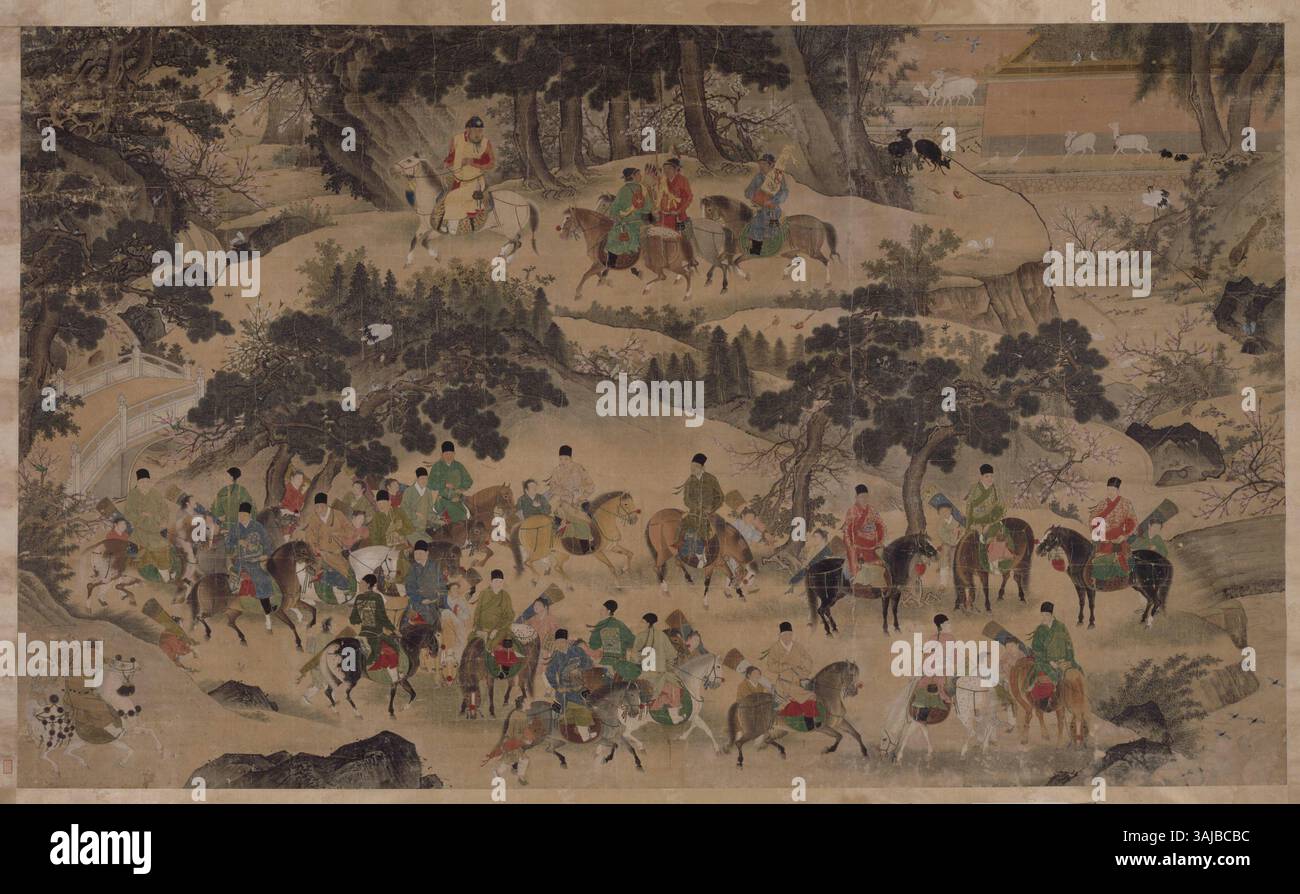 Shang Xi (fl. 1425–1440) painted the Xuande Emperor in ink and color on ...